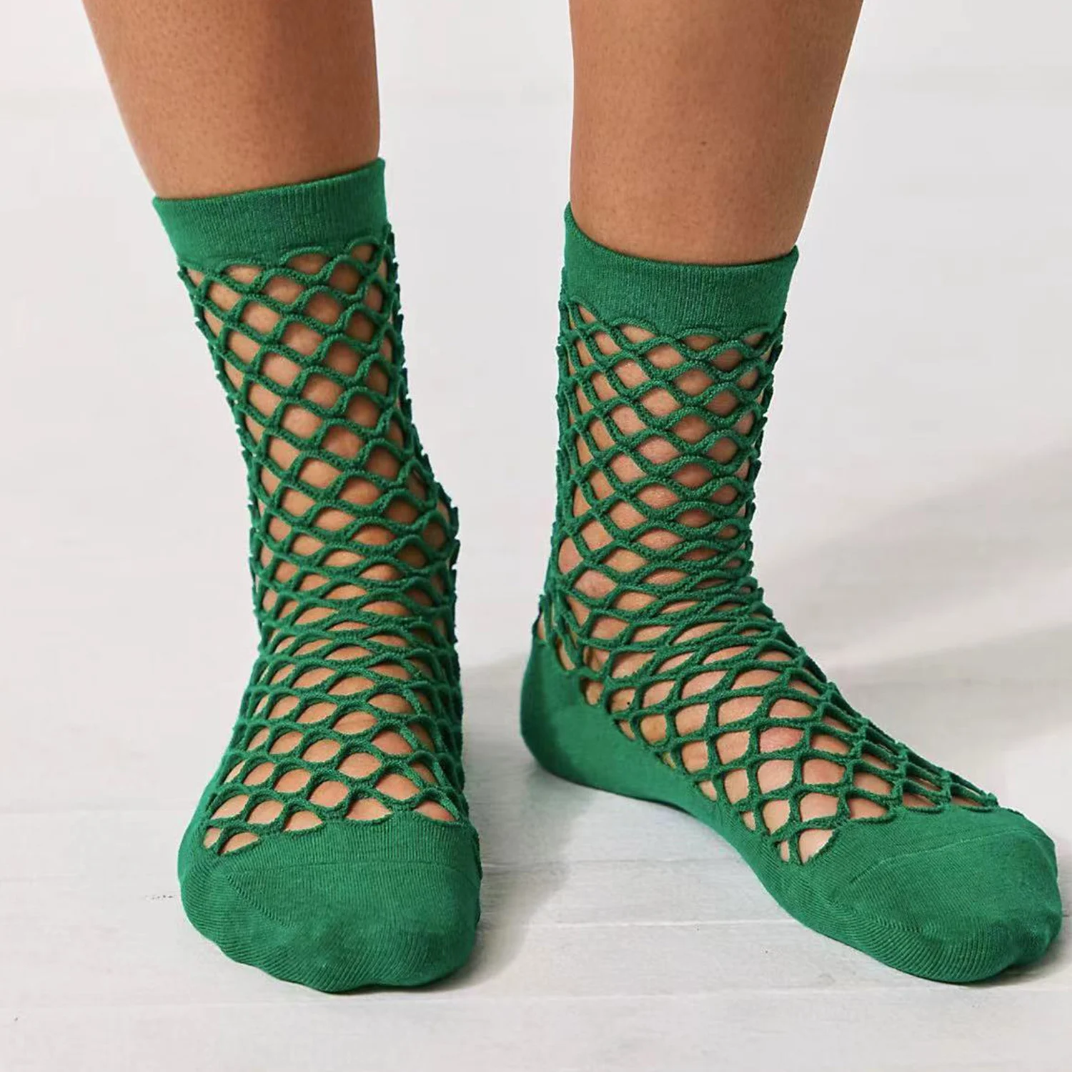 Women Girls Summer New Hollow Breathable Fishnet Sock Ankle High Socks ...