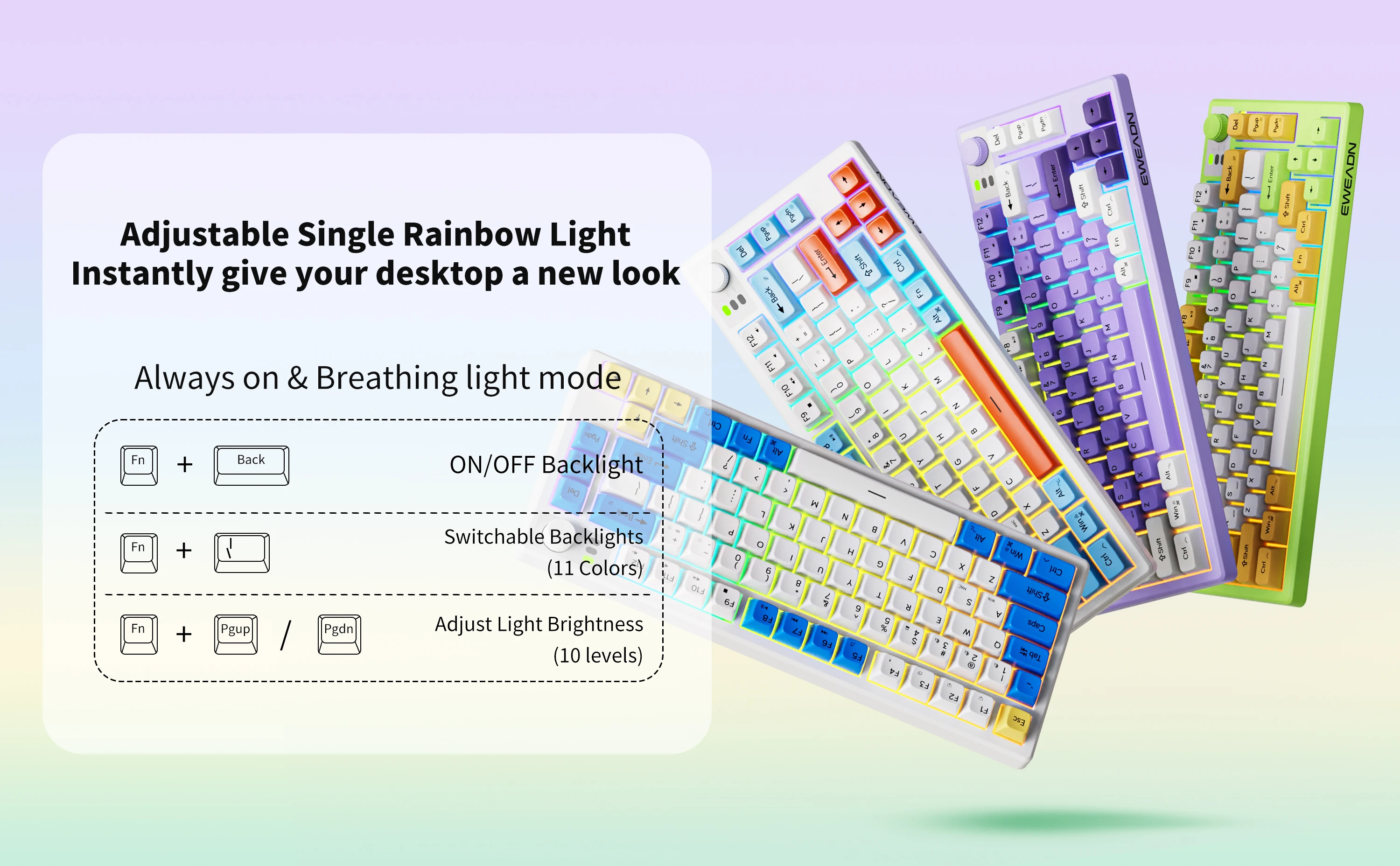 EWEADN V75 Compact Wireless RGB Keyboard With Multi-Knob