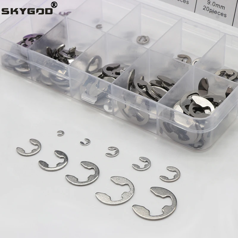 120/200Pcs 304 Stainless Steel Stainless Steel E Clip washer Assortment ...