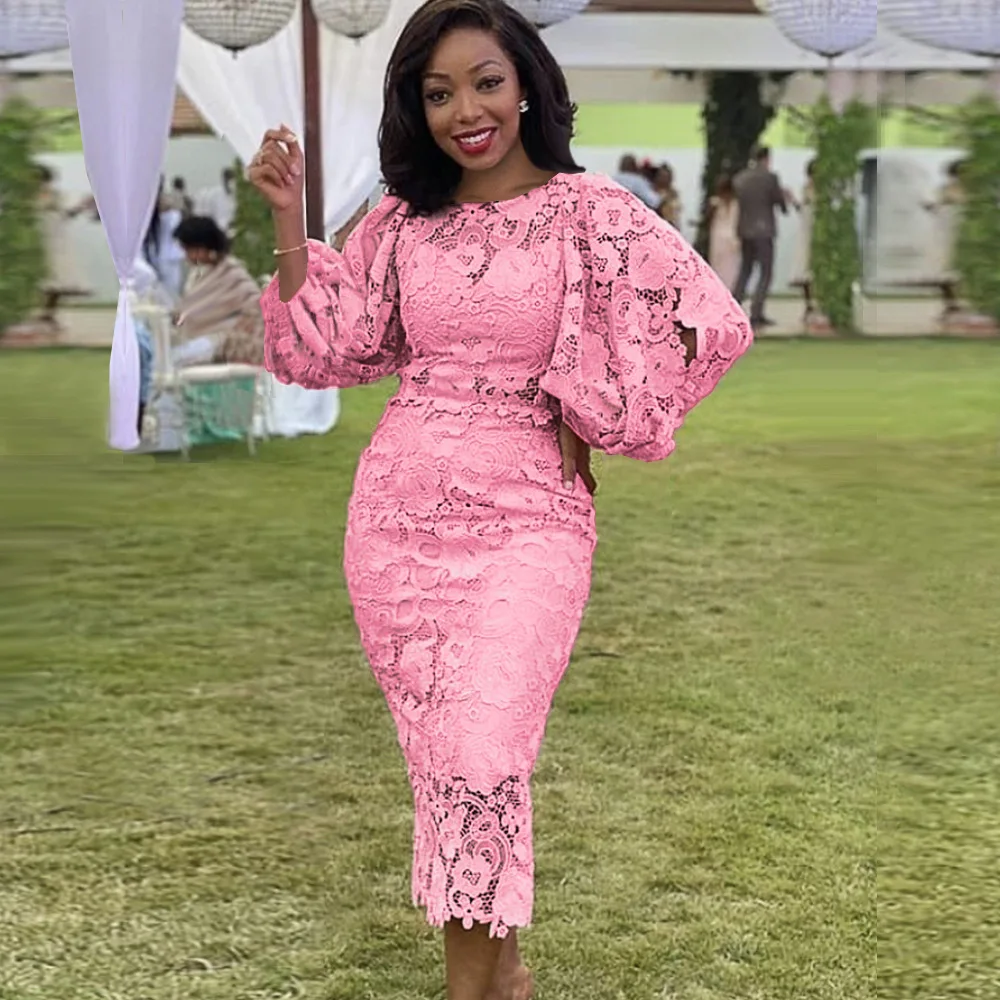 Plus Size Pink Lace Dress