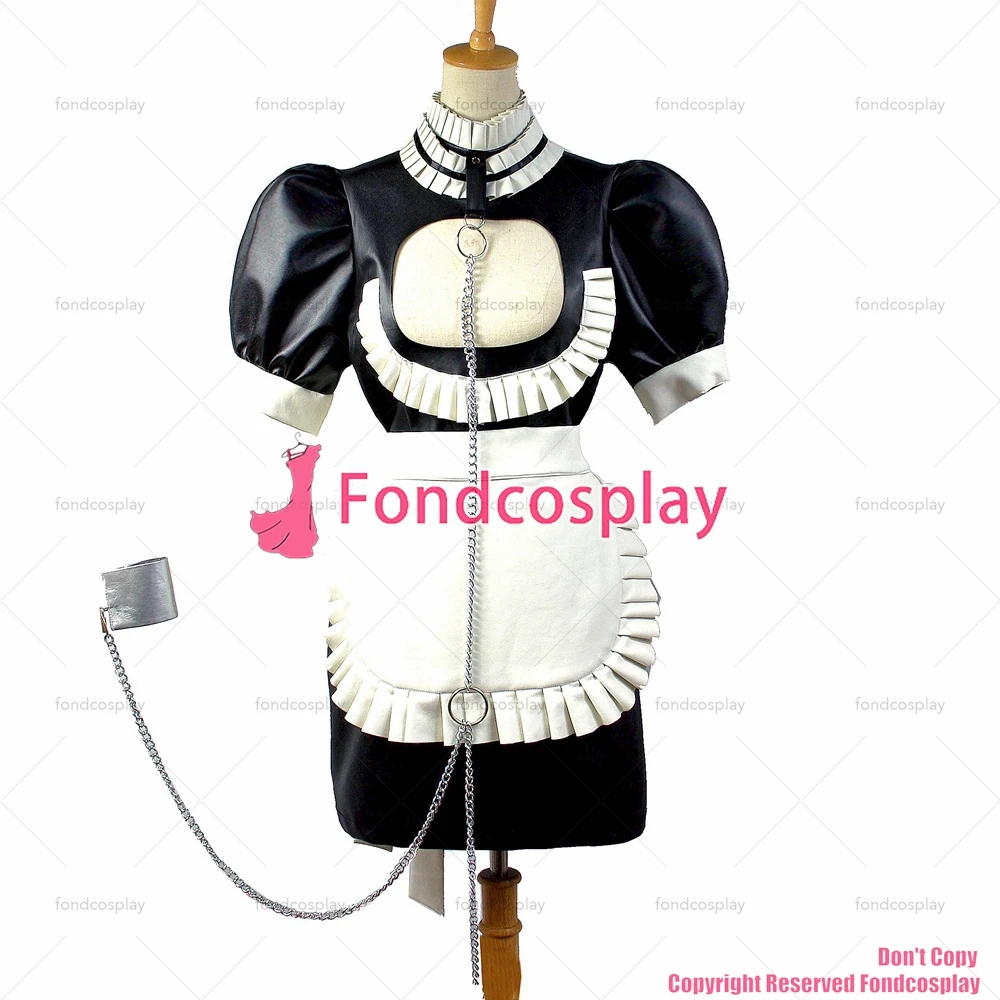 fondcosplay-adult-sexy-cross-dressing-sissy-maid-Faux-Leather-Dress-Lockable-Handcuffs-Uniform ...