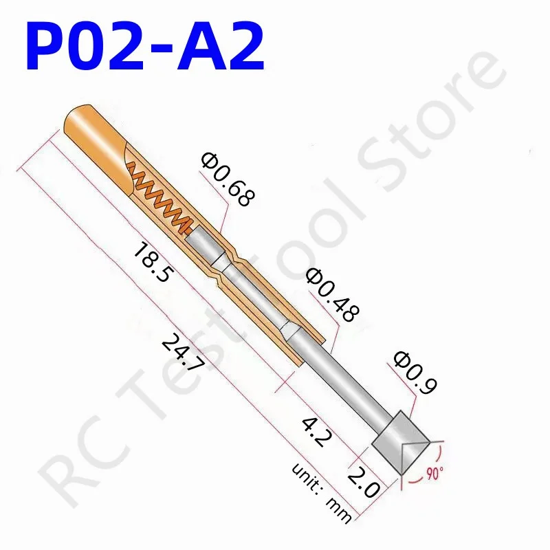 100PCS-P02-A2-Spring-Test-Pin-P02-A-Test-Probe-Copper-Pogo-Pin-Metal ...