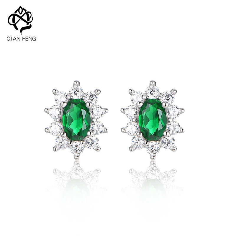 Qian-Heng-Classic-S925-Emerald-Sliver-Earrings-Oval-Shape-Design-Fine ...