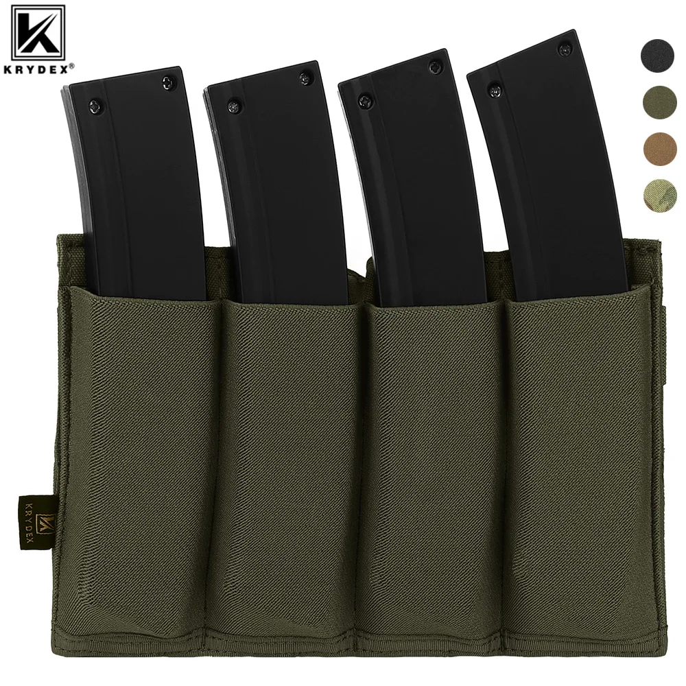 KRYDEX Quadruple Elastic Open Top SMG Magazine Pouch MOLLE Tactical MP5 ...