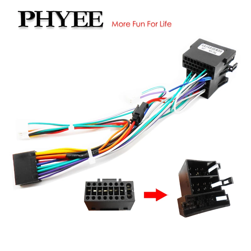 16-Pin-to-ISO-Wiring-Harness-16P-Male-Plug-Connector-2-Din-Car-Audio ...