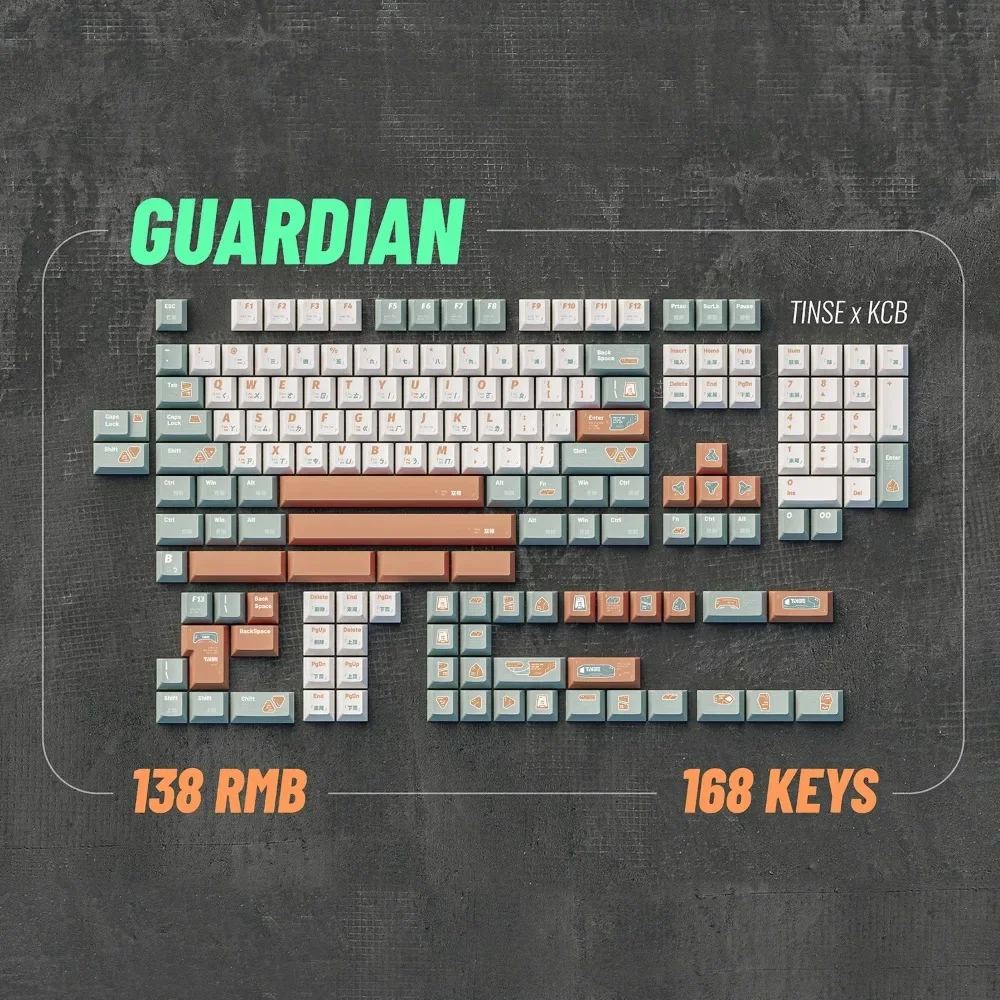 GUARDIAN-Theme-Keycap-Set-168key-PBT-Custom-Retro-Mecha-Style-Keyboard ...