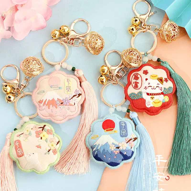 Ping-An-Fu-Cross-Stitch-Tassel-Diy-Embroidery-Keychain-Beaded-Needle ...