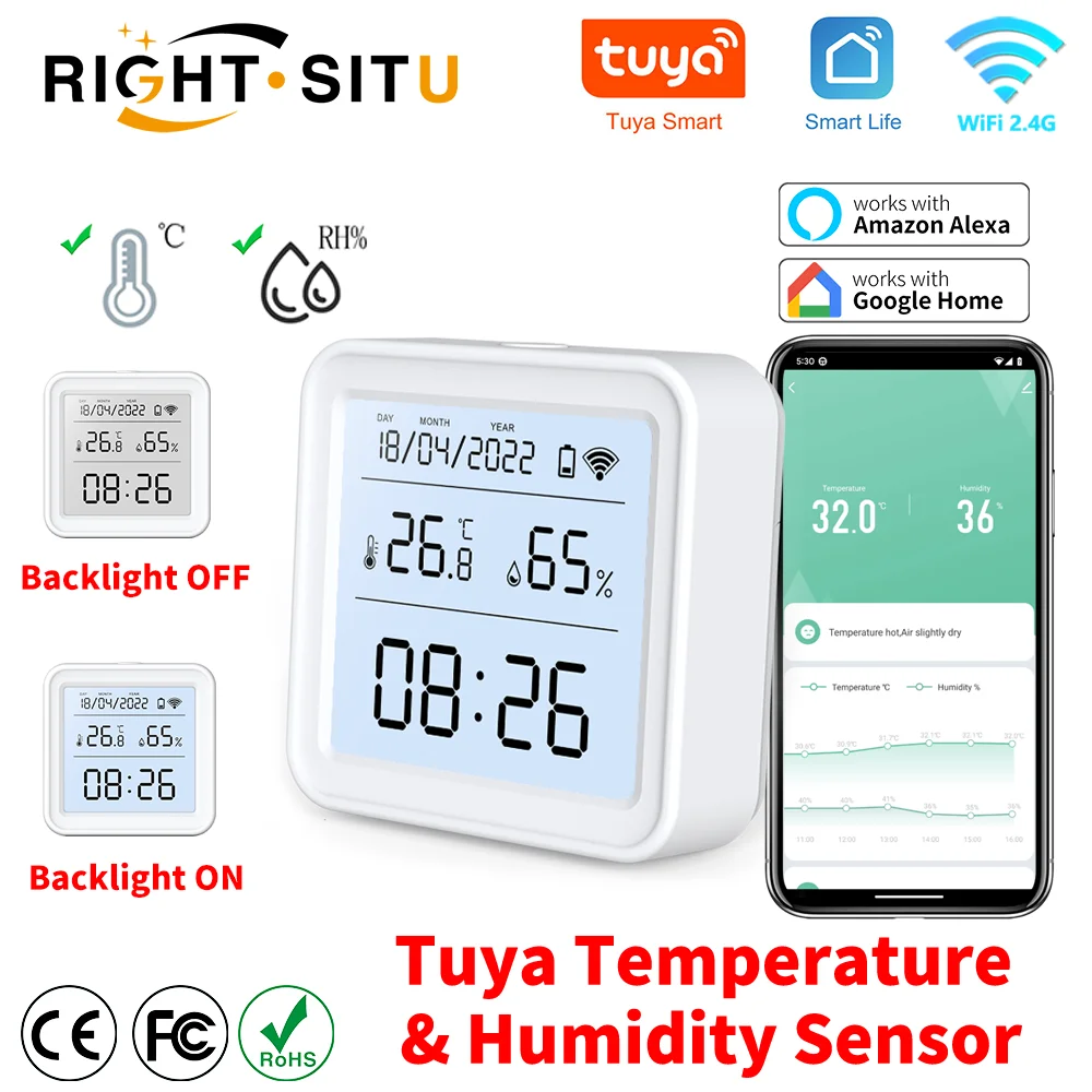 Tuya WIFI Smart Temperature Humidity Sensor Hygrometer Thermometer ...