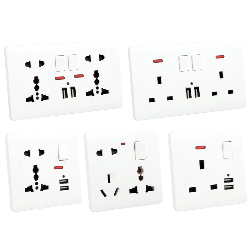 146-86-Type-wWhite-Double-13A-15A-Socket-With-Switch-2usb-1Gang ...