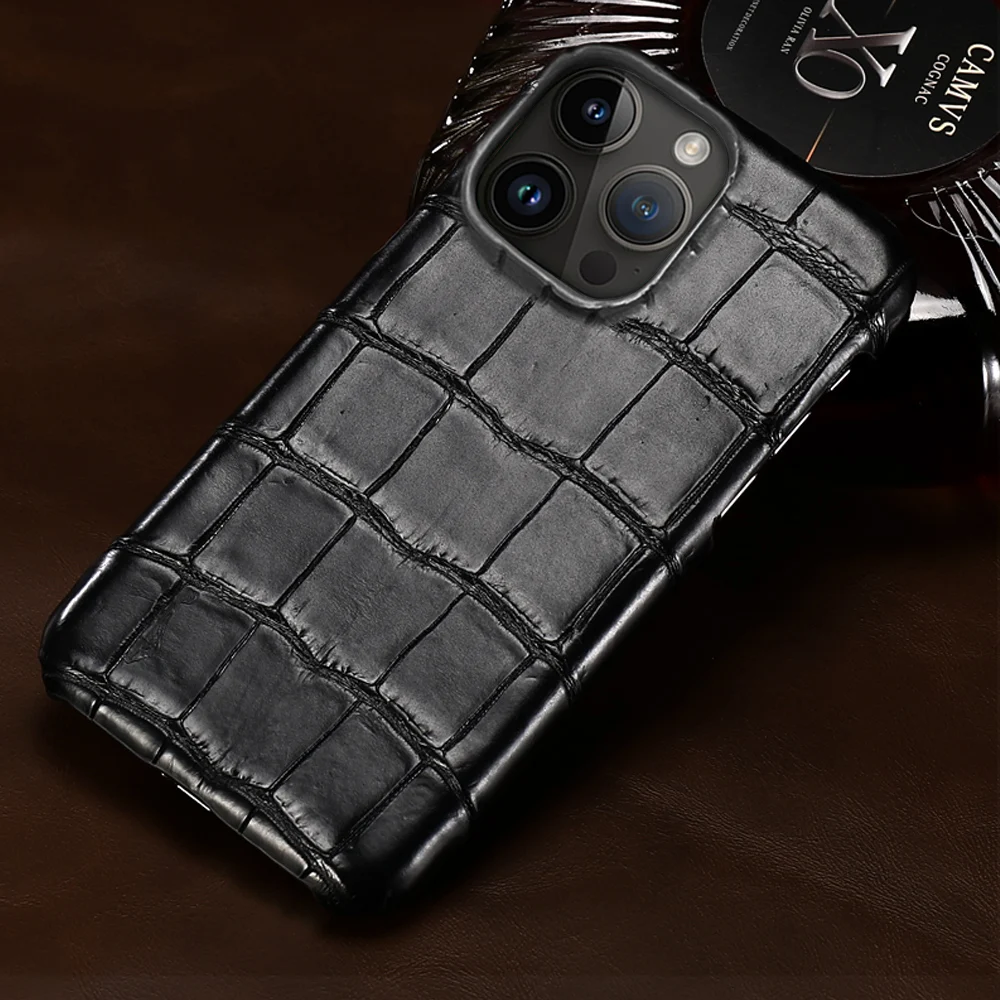 Original-Crocodile-Real-Leather-Case-for-iPhone-15-14-Pro-Max-13-12-11 ...