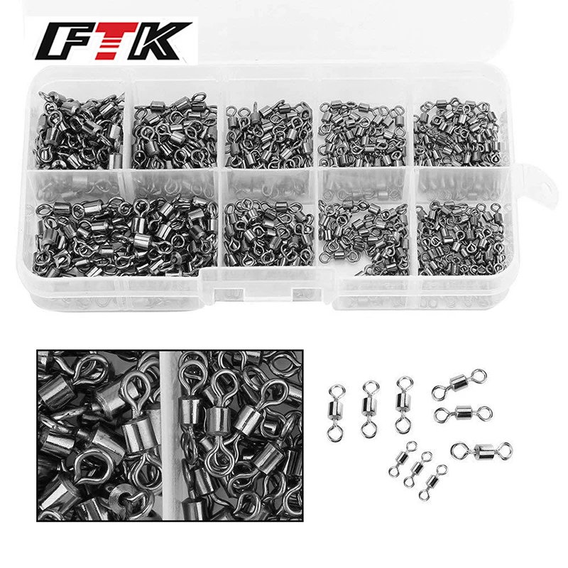 FTK-210Pcs-Ball-Bearing-Swivel-Solid-Rings-Fishing-Connector-Round-8 ...