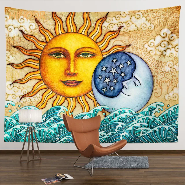 Mandala Tapestry Wall Hanging Boho Hippie Room Decor Hippie Sun and ...