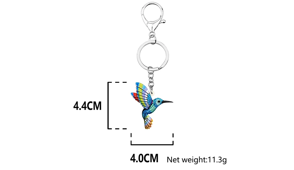 Acrylic Colorful Hummingbird Keychains Birds Purse Key Ring Chain Gift ...