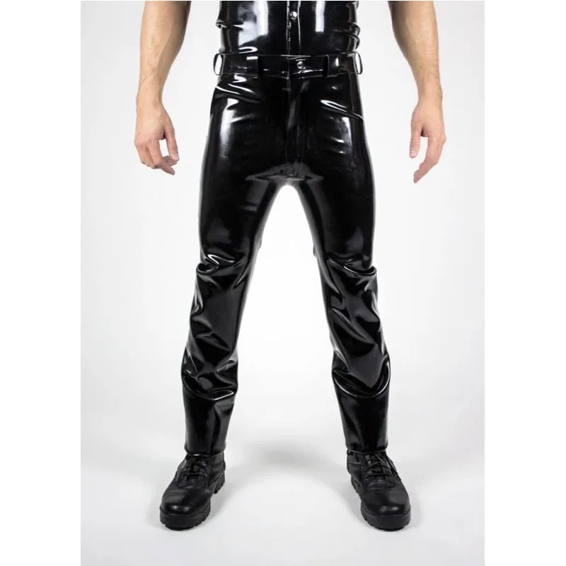 Sexy-Men-Latex-Jeans-Rubber-Long-Trousers-with-4-Pockets-Front-Zip ...