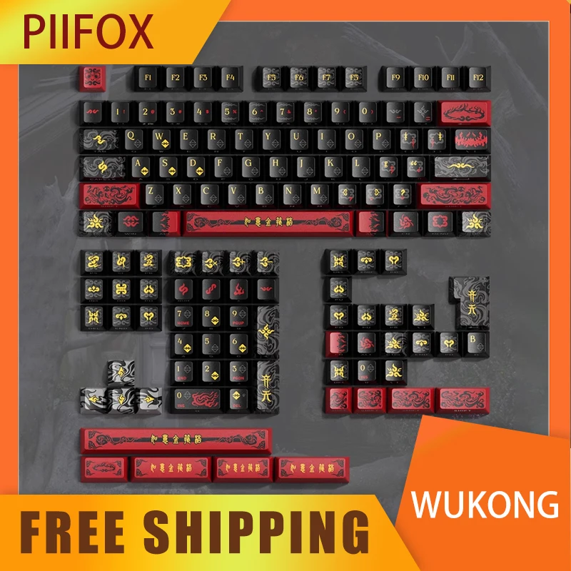 PIIFOX-WuKong-Keycaps-130keys-Cherry-Profile-Side-Printed-Cartoon ...