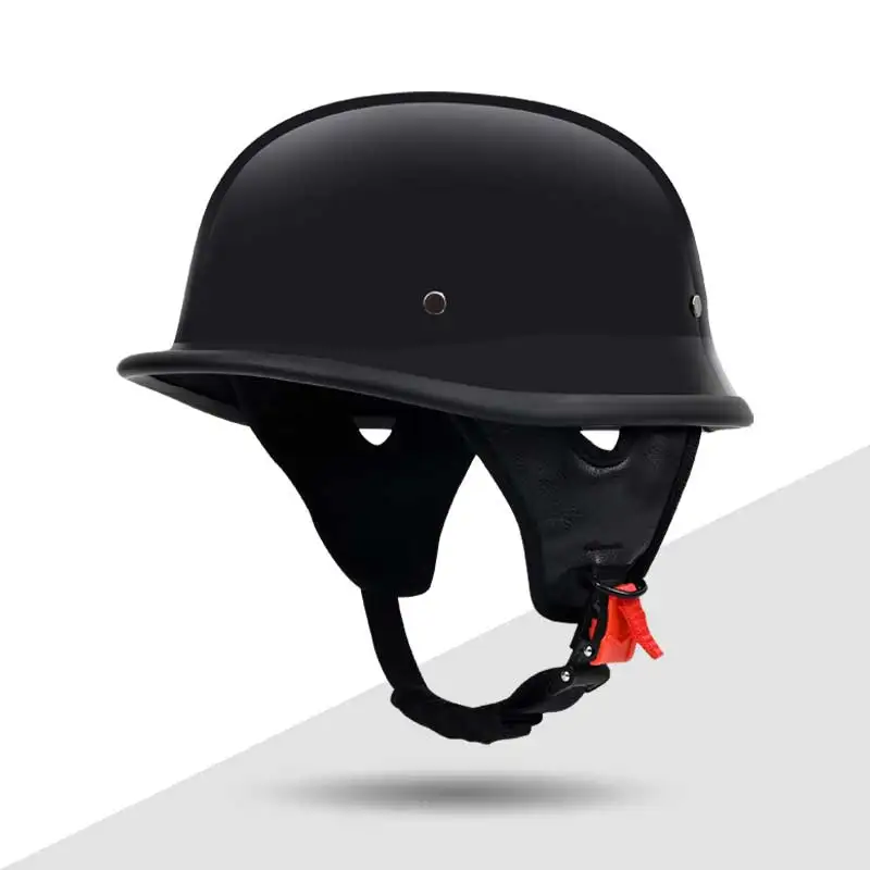 KEAZ-German-Style-Solid-Black-Motorcycle-Half-Face-Helmets-Cruiser ...