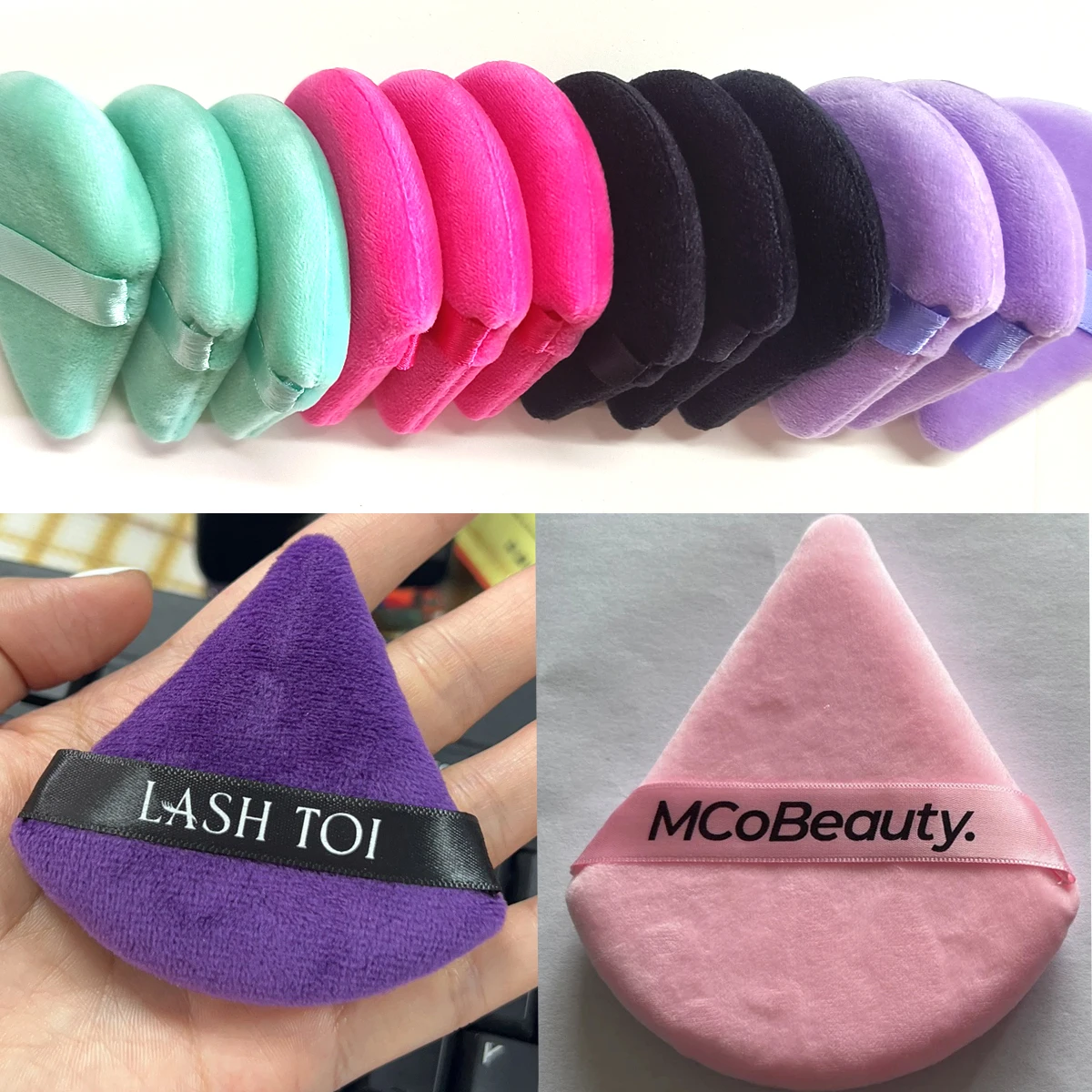 100Pcs-Customized-Logo-Powder-Puff-Face-Triangle-Makeup-Tool-Powder ...