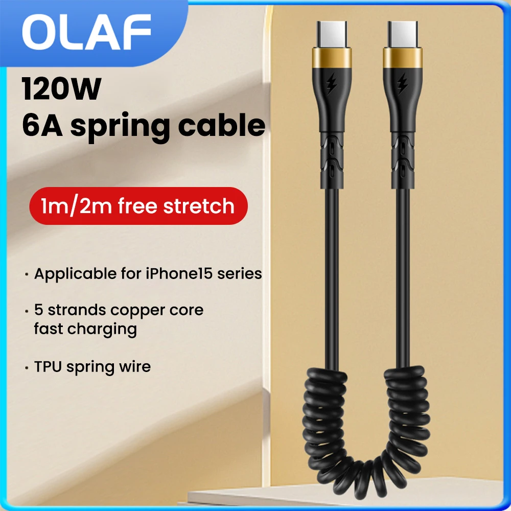 120w-Cable-6A-USB-A-C-C-C-PD-Fast-Charging-Car-Spring-Retractable-Data ...
