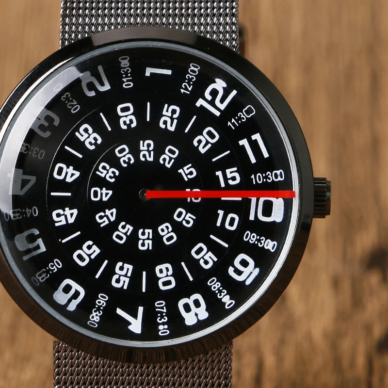 Personalised Alloy Mesh Strap Watch Creative Turntable Number Dial ...