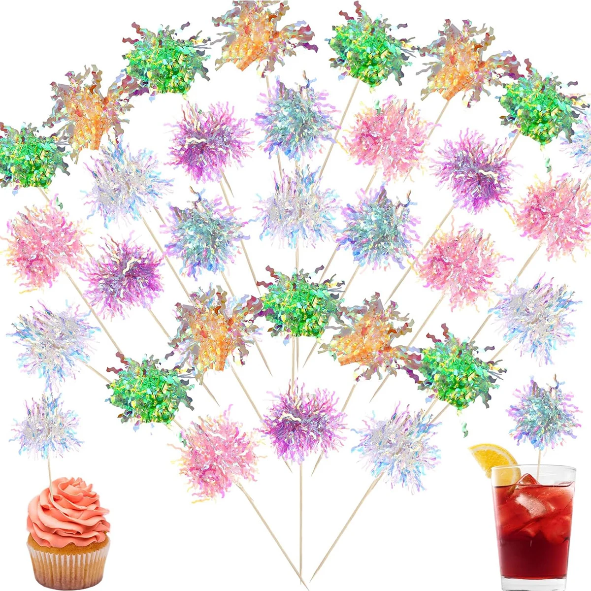 120Pcs-Cocktail-Picks-Firework-Toothpicks-Cake-Decorations-Sparkle ...