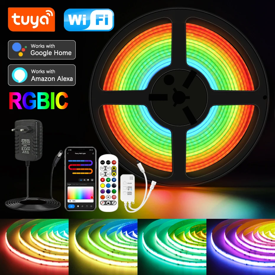 Tuya-Wifi-RGBIC-COB-LED-Strip-Light-DC-24V-Endere-vel-Dreamcolor-Led ...