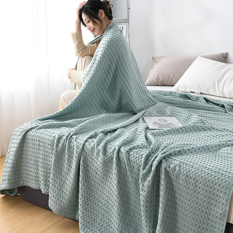 Cotton-Knitted-Throw-Blanket-Soft-Skin-friendly-and-Breathable-Single ...