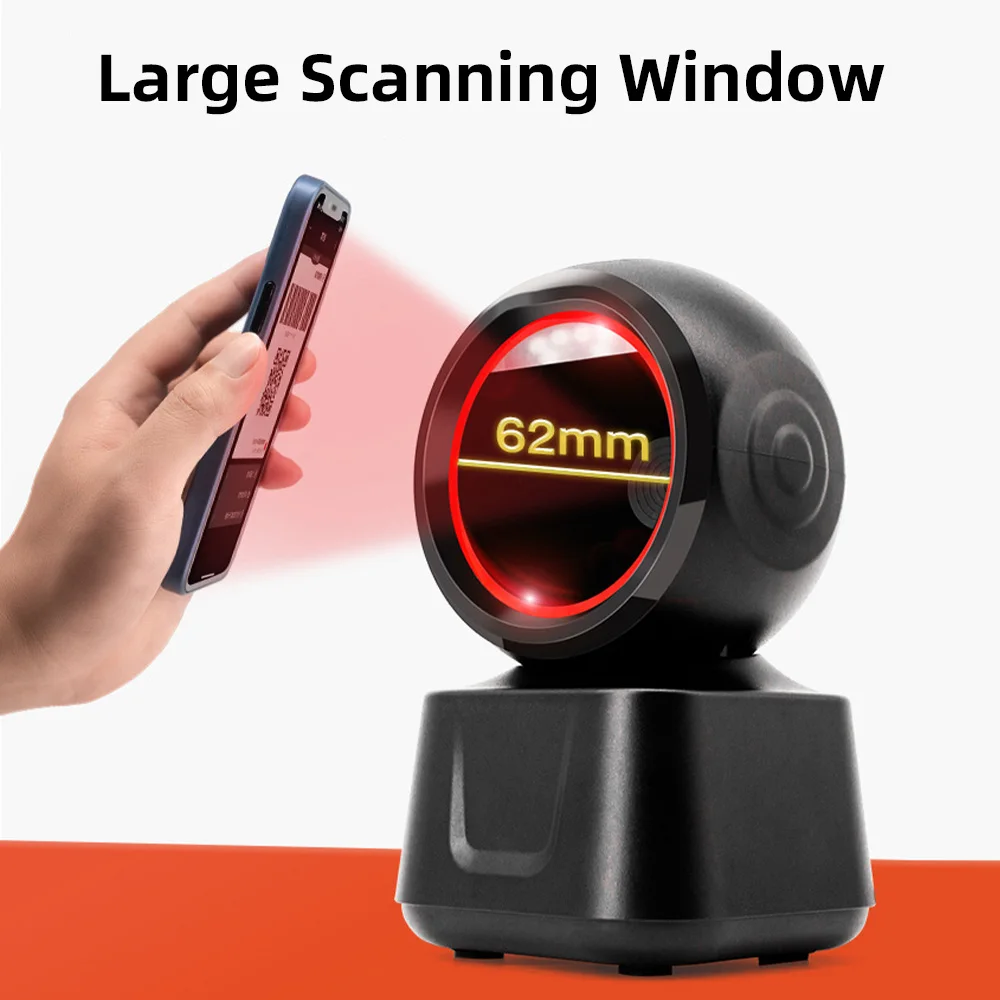 1D 2D QR Desktop Wired Barcode Scanner High-speed Platform Hands-Free ...
