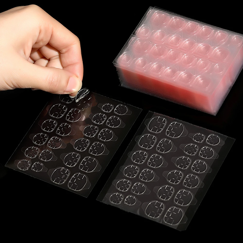 50 Sheets 1200/600pcs False Nails Sticker Transparent Double Sided ...