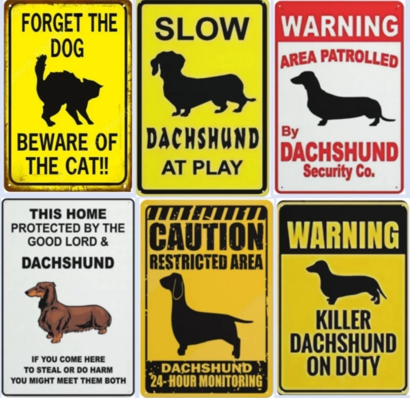 Vintage-Decorative-Metal-Tin-Sign-Caution-Restricted-Area-Dachshund-24 ...