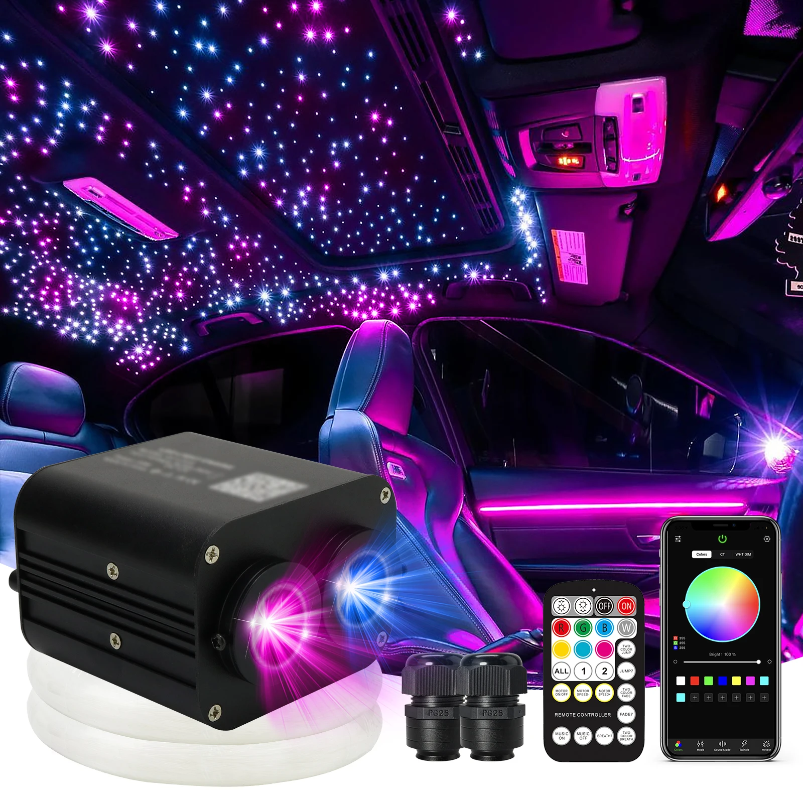 20W-Dual-Port-Twinkle-RGBW-Car-Starry-Sky-Ceiling-Light-app-Control ...