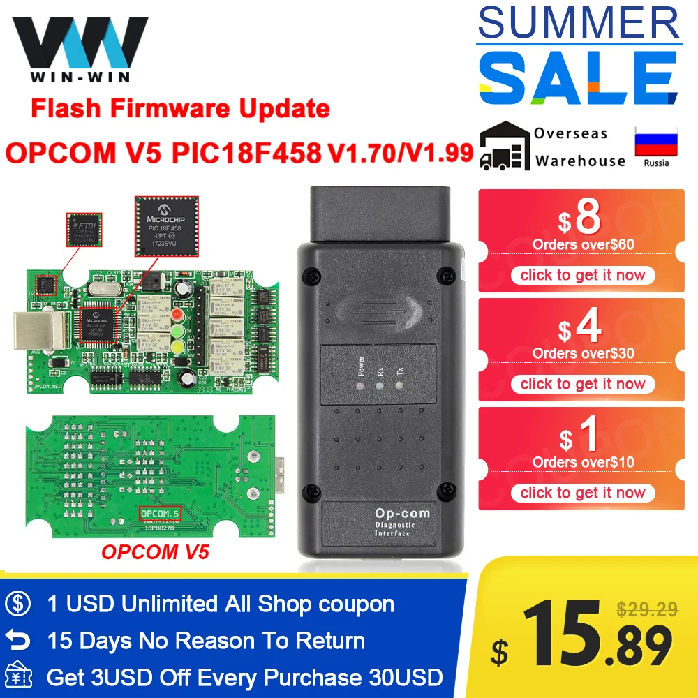 Opcom V5 Voor Opel Op Com 1.70 Flash Firmware Update Auto Diagnostische ...