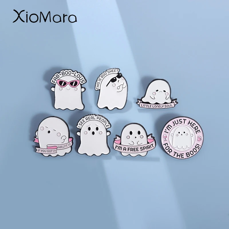 Halloween-Cute-Ghost-Enamel-Pins-Custom-LITTLE-LONELY-SOUL-Brooches ...