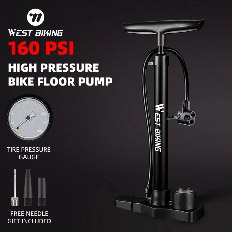 WEST-BIKING-Bicycle-Pump-160PSI-High-Pressure-Motorcycle-Pump-Road-Tire ...