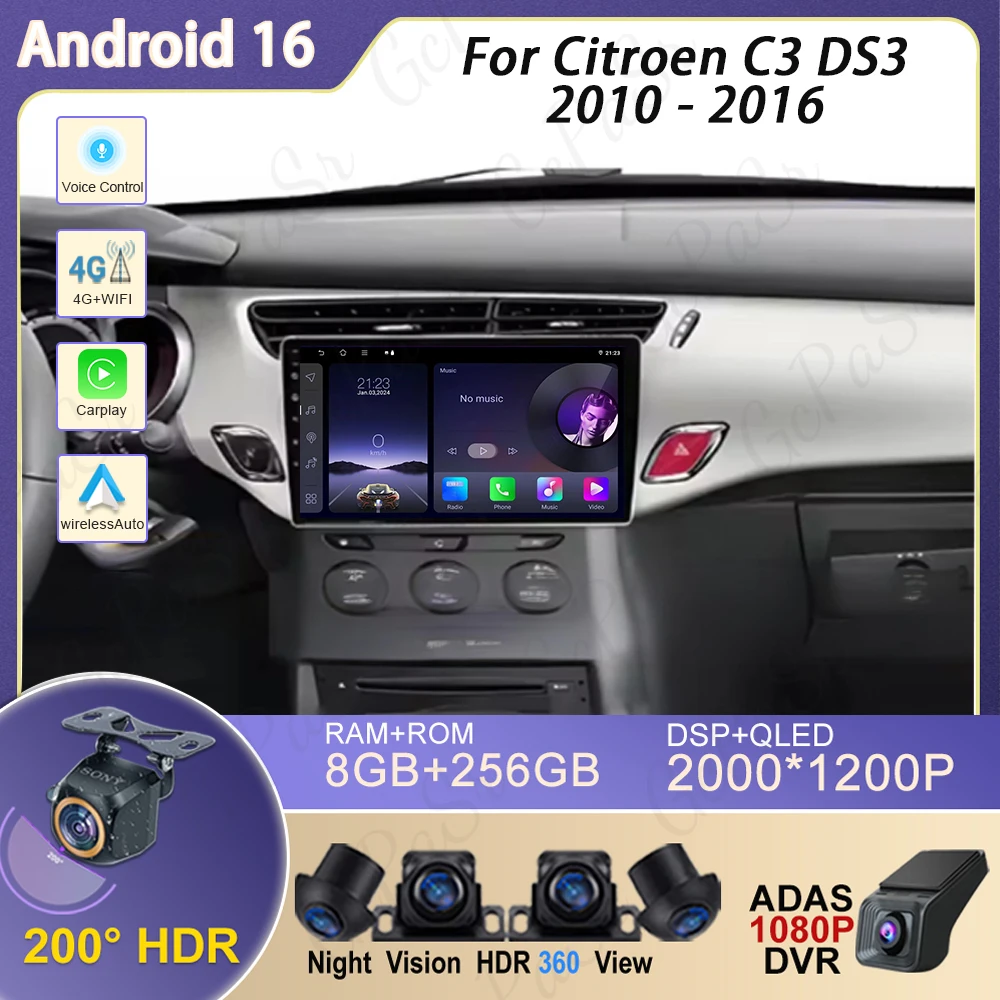 Android Auto For Citroen C3 DS3 2010 - 2016 Car Radio Multimedia Video ...