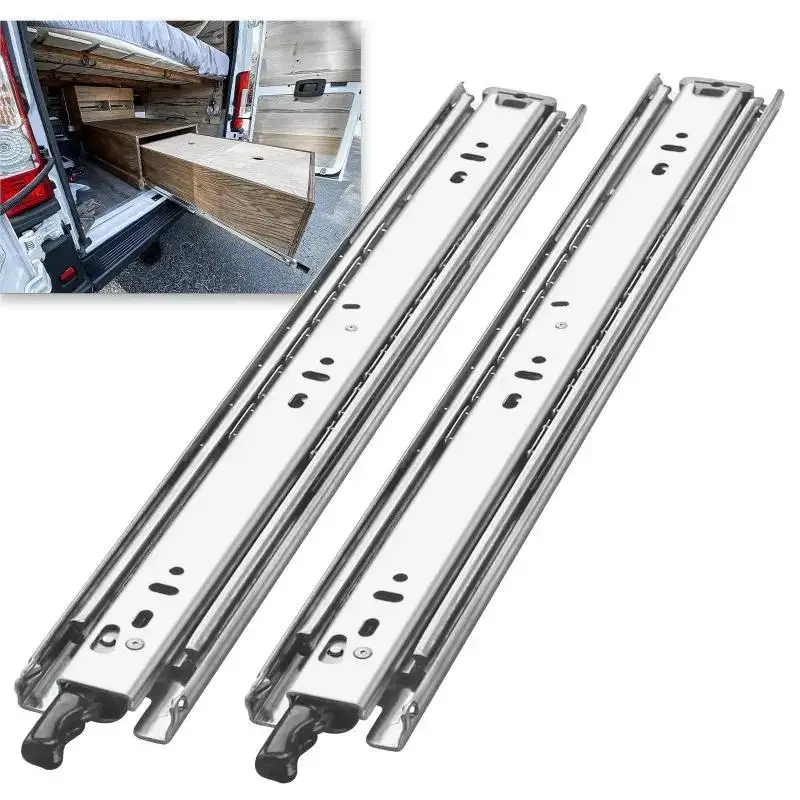 51mm 1 Pair Heavy Duty Drawer Slides 68kg Load Capacity Locking Full ...