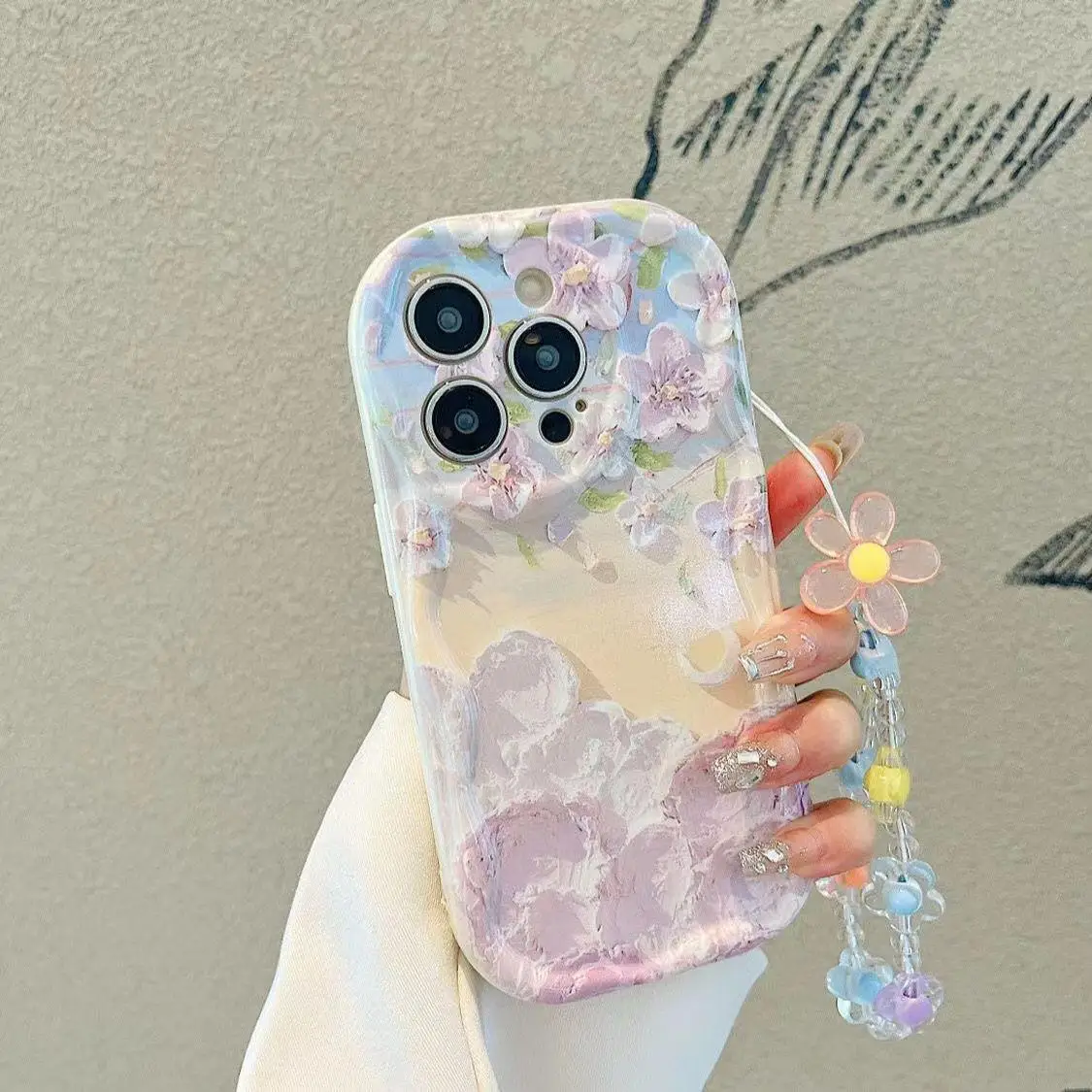 Oil-Painting-Flower-Chain-Phone-Case-For-Vivo-Y17s-Y28-Y03-Y100-Y15-Y16 ...