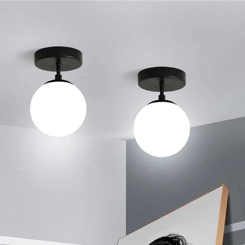 Nordic Minimalist Modern Round Glass Ball Ceiling Lamp Corridor Lamp ...