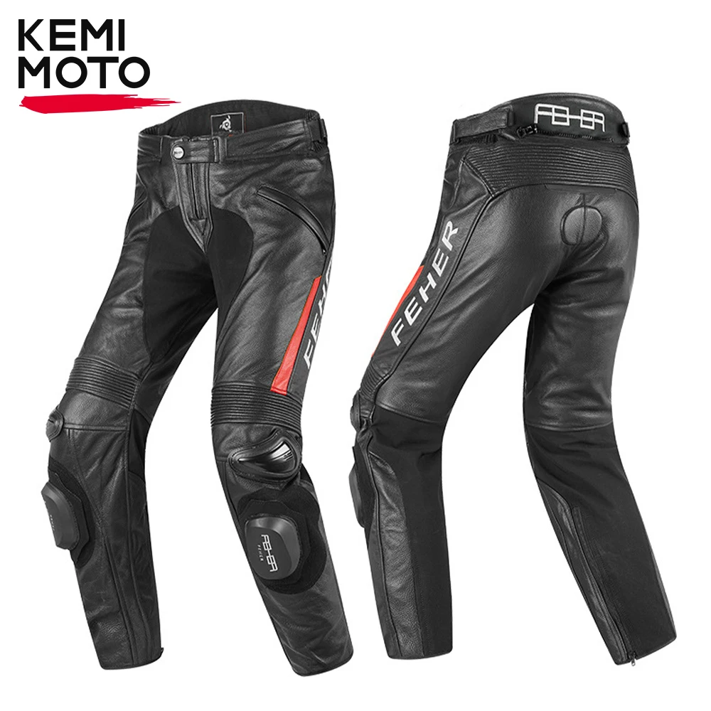 Motorcycle-Cycling-Pants-Leather-Trousers-Cowhide-Anti-fall-Waterproof ...