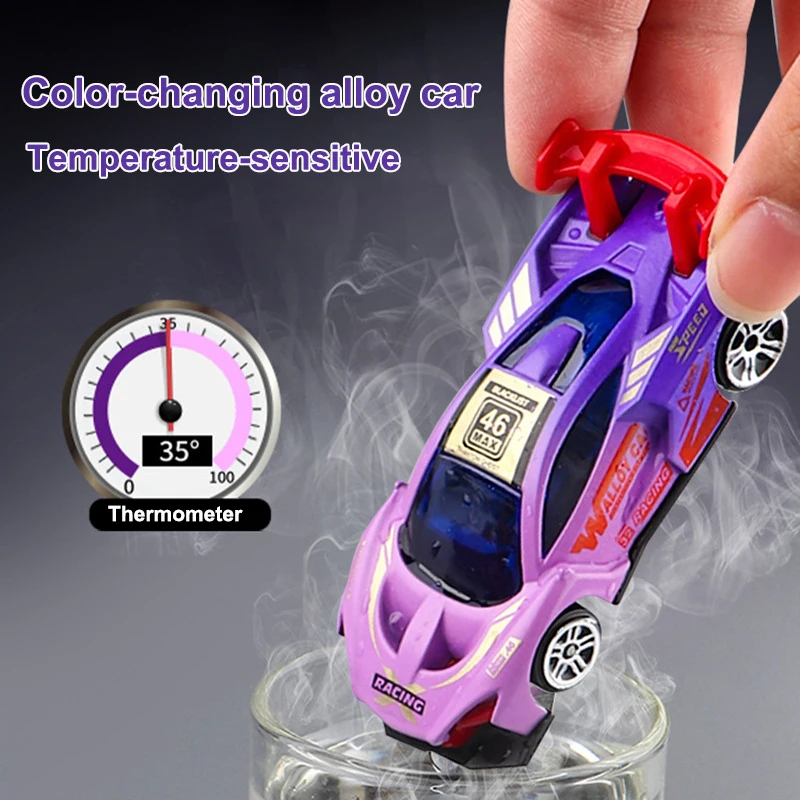 6PCS 1:64 Temperature-sensitive Color-changing Alloy Car Model Pull ...