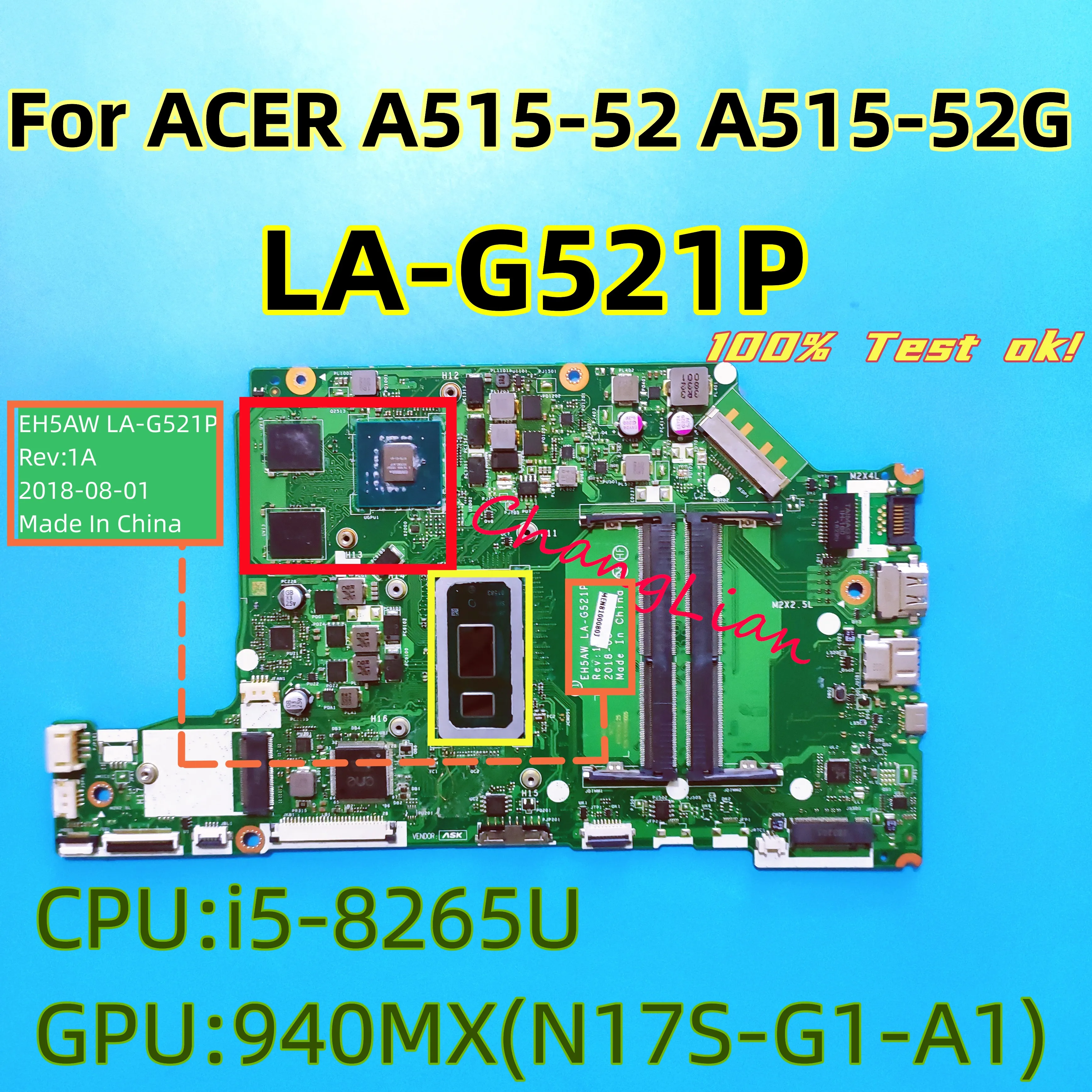 EH5AW-LA-G521P-For-ACER-A515-52-A515-52G-Laptop-Mainboard-LA-G521PWith ...