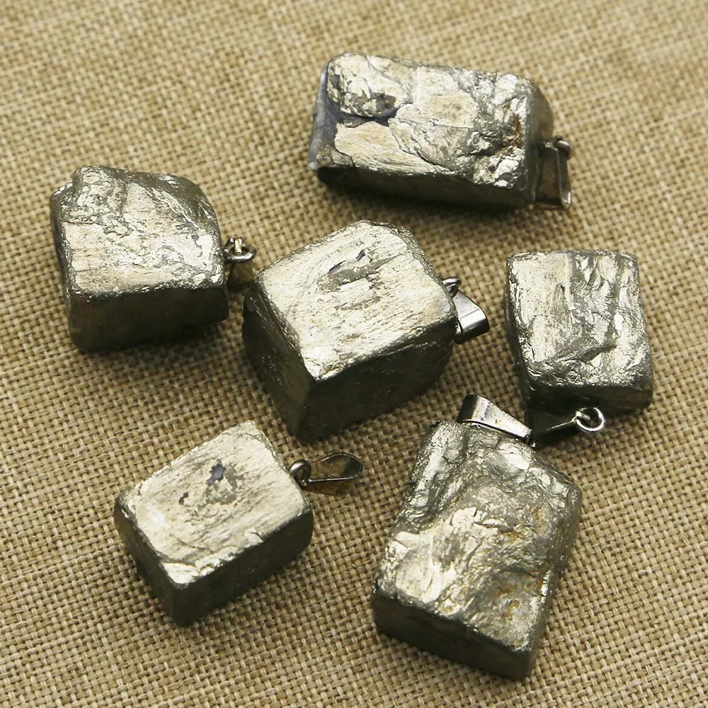 Free-Shipping-Natural-Pyrite-Irregular-Square-Pendant-Raw-Stone-Mineral ...