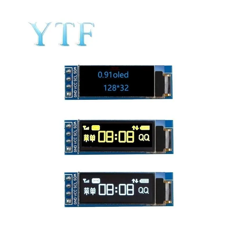 0-91-Inch-128x32-128-32-I2C-IIC-Interface-Serial-White-Blue-OLED-LCD ...