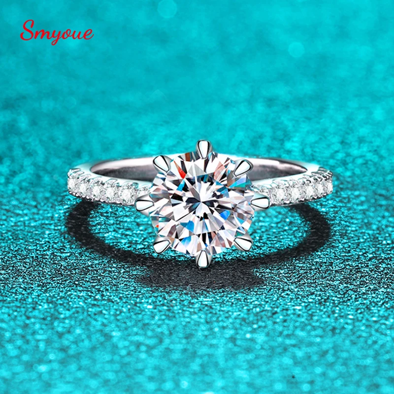 Smyoue Certified 2ct Moissanite Ring for Women White Gold Plated Luxury Quality Jewelry S925 ...