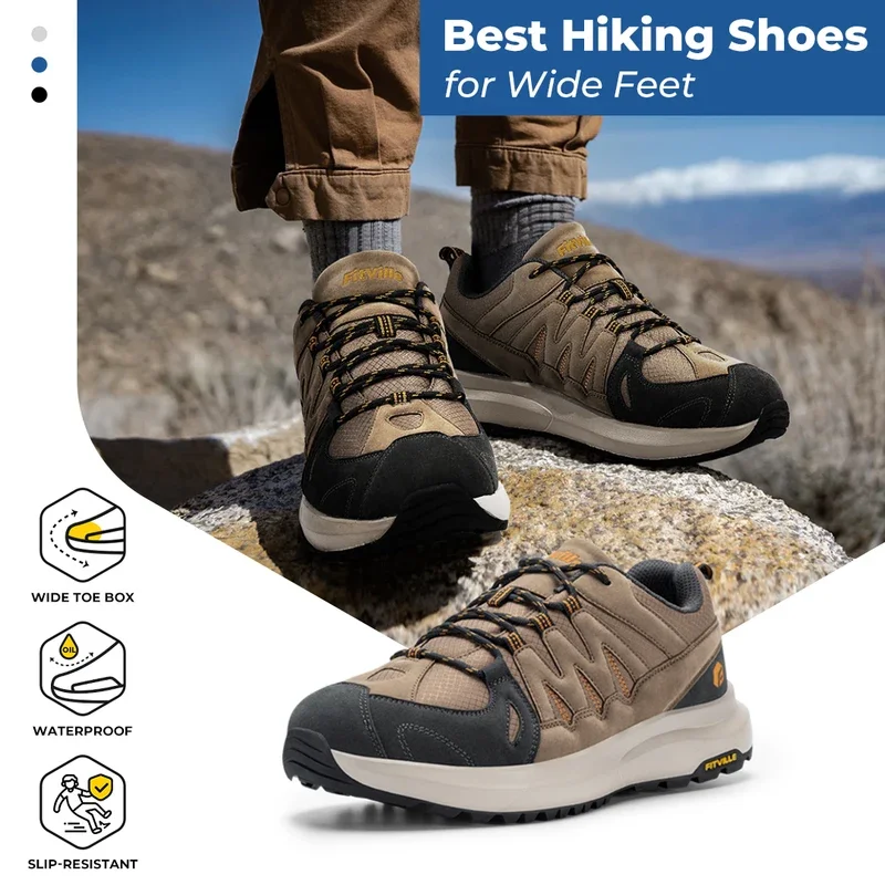 FitVille Wide Men'S Shoes Wide Hiking Waterproof Outdoor Work Go ...