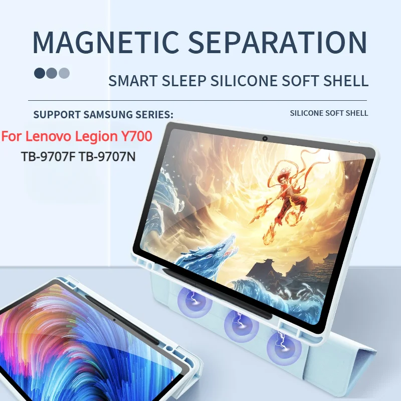 레노버 리전 Y700 TB 9707F TB 9707N 마그네틱 분리형 태블릿 케이스, 연필 홀더 포함, 소프트 백 커버 케이스, 8.8 인치| | - AliExpress