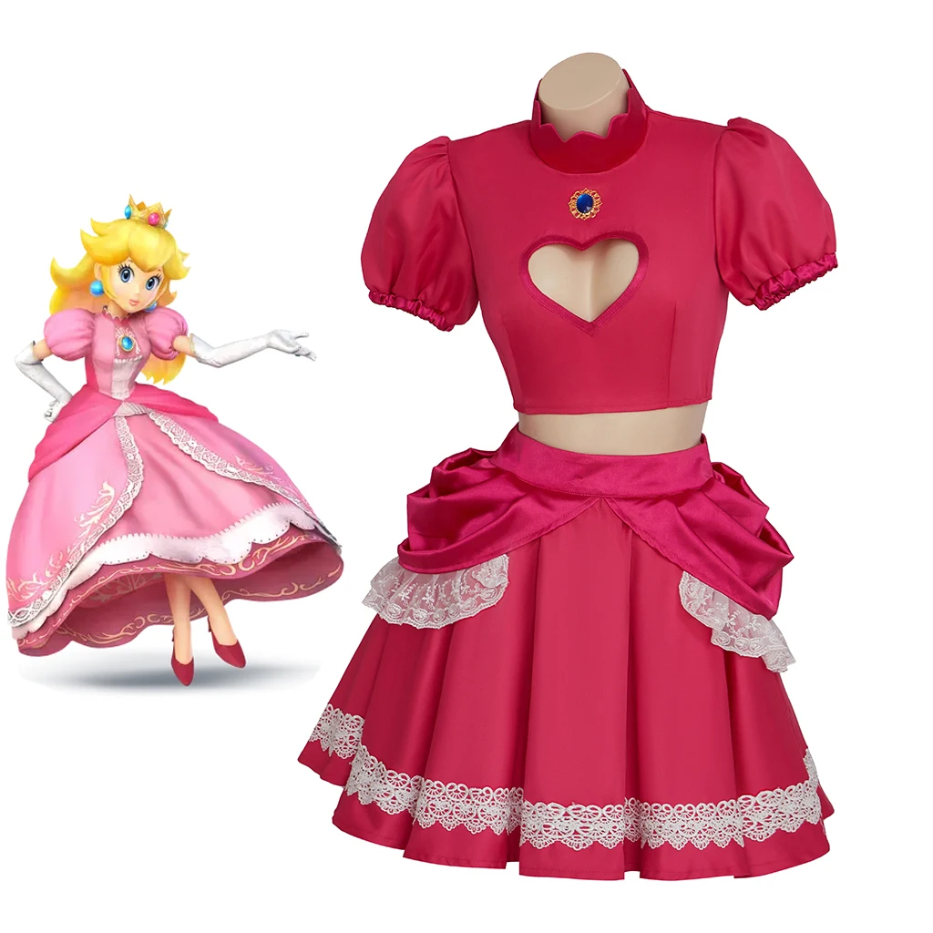Peach Princess Cosplay Dress Game Role Playing Costume Outfits Female ...