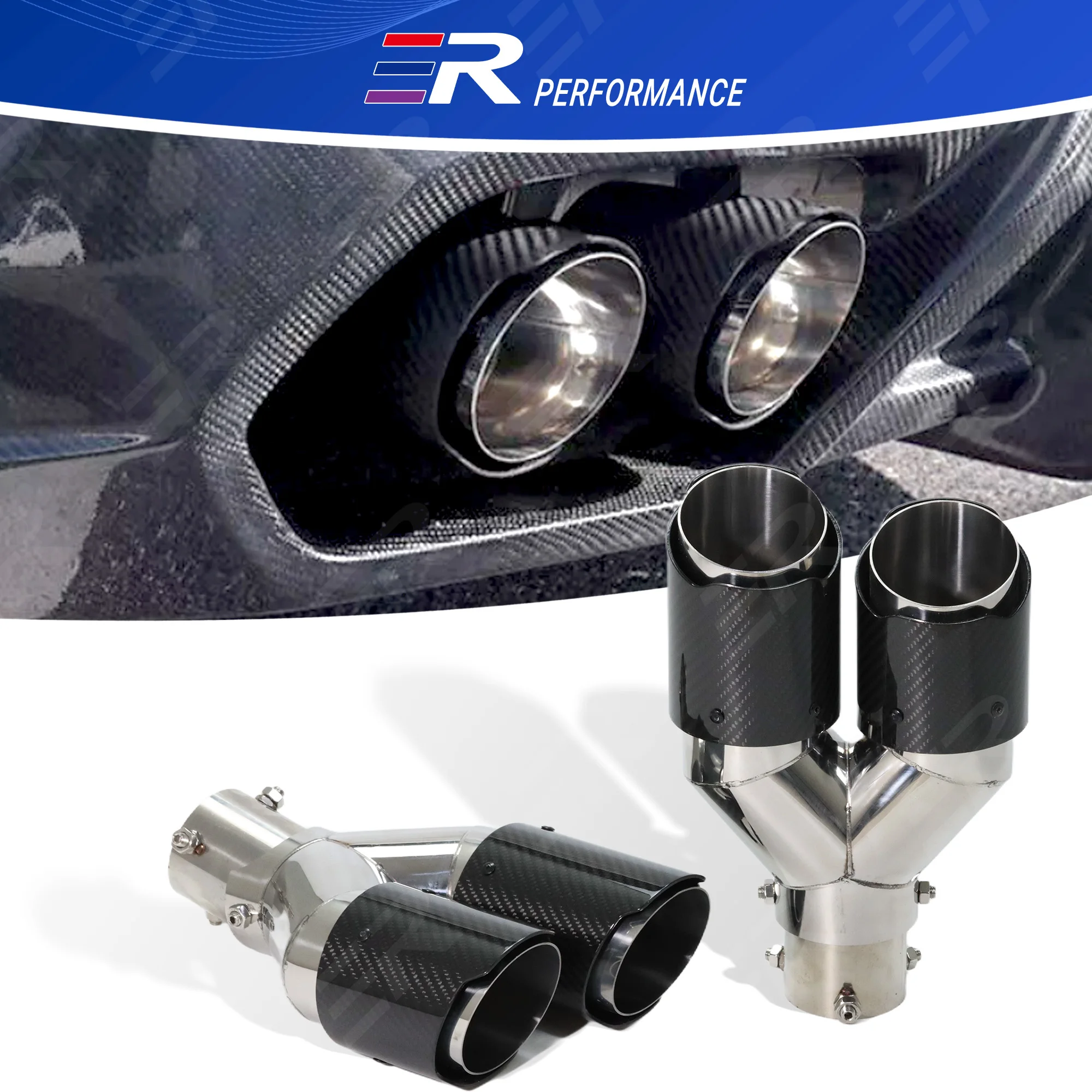 ER Adjustable Angle Exhaust Tips Carbon Fiber Dual Outlet for Car ...