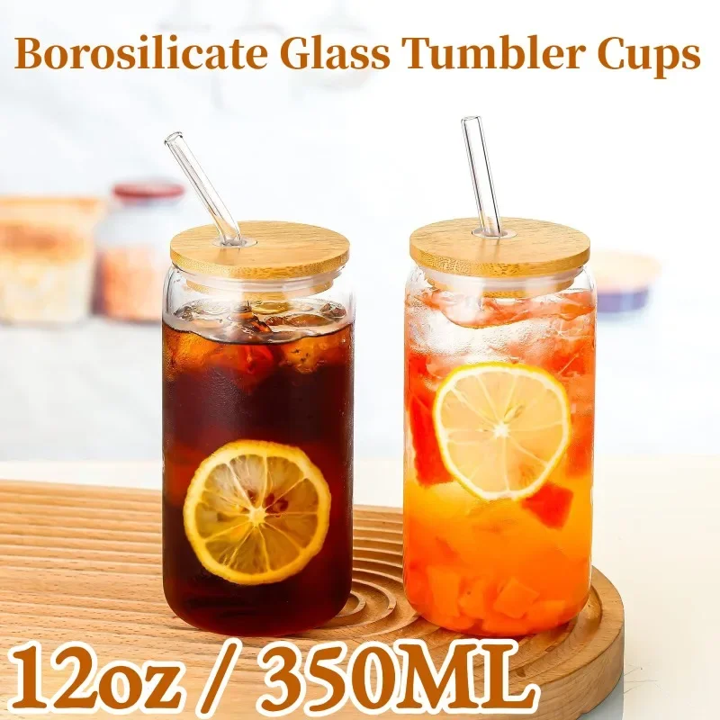 350ml-Glass-Cup-with-Lid-and-Straw-Personalized-Bamboo-Straws-for ...