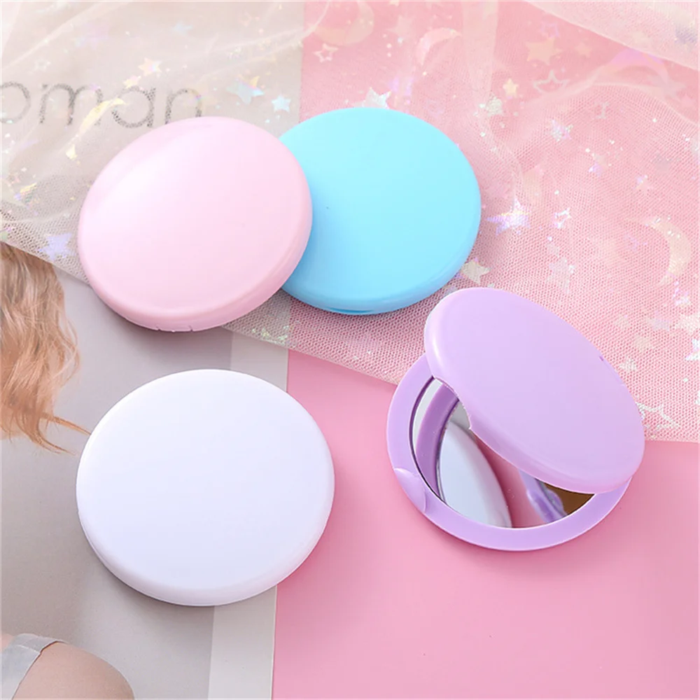 Cream-Color-Makeup-Mirror-Round-Portable-Girl-S-Gift-Hand-Mini-Folding ...