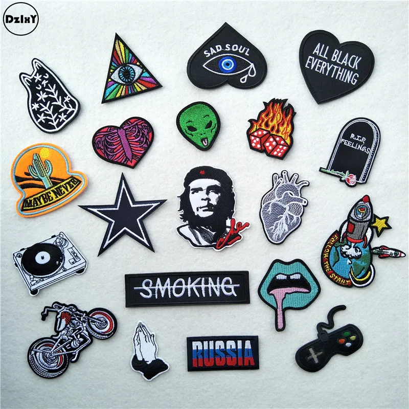 1 Pcs Heart Embroidered Patches For Clothing Diy Stripes Applique ...